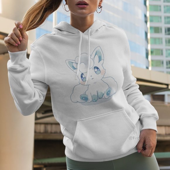 Tops | Pokemon Alolan Vulpix White Fleece Pullover Hoodie Sweatshirt ...